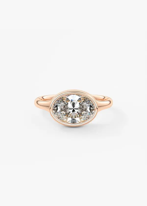 FRANK DARLING Golden Bathtub East West Emerald Engagement Ring
