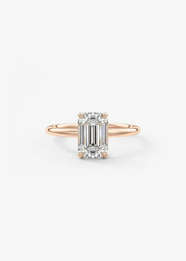 FRANK DARLING Plunge Hidden Halo Emerald Cut Engagement Ring