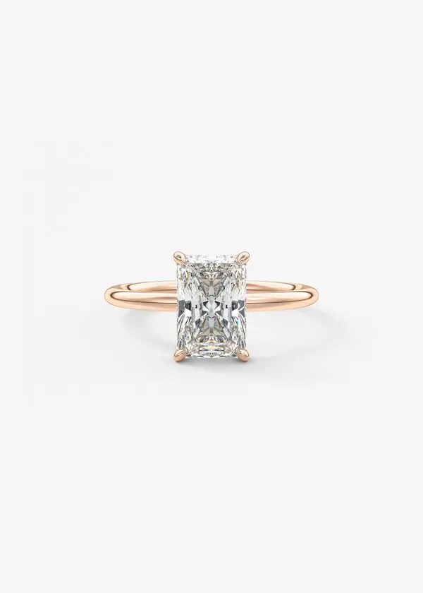 FRANK DARLING Plunge Hidden Halo Radiant Cut Engagement Ring