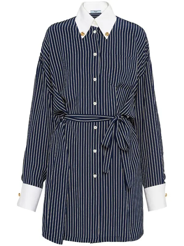 Prada Striped Silk Shirt - Blue