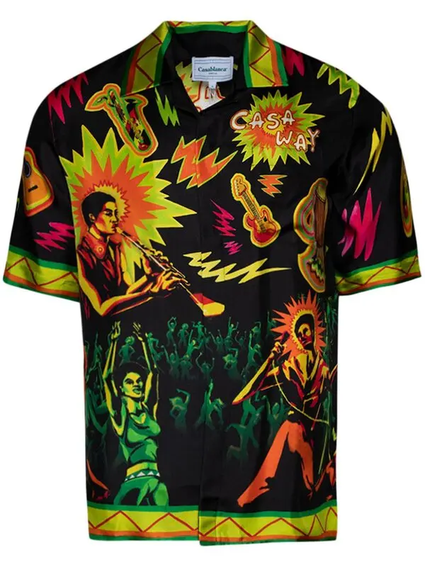 Casablanca Graphic-print Silk Shirt - Black
