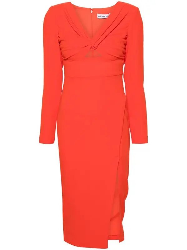 SELF-PORTRAIT Twist-detail Crepe Midi Dress