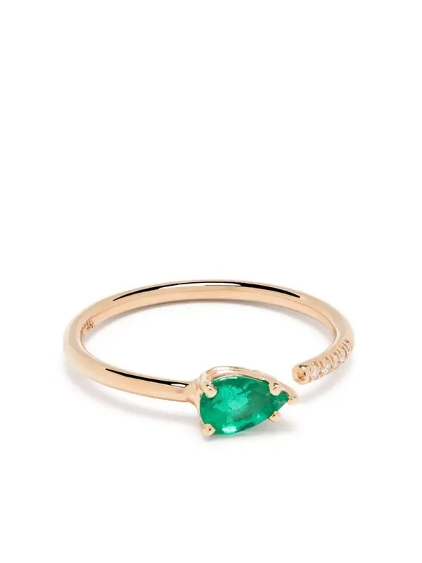 Zoe Chicco 14k Emerald And Diamond Open Ring