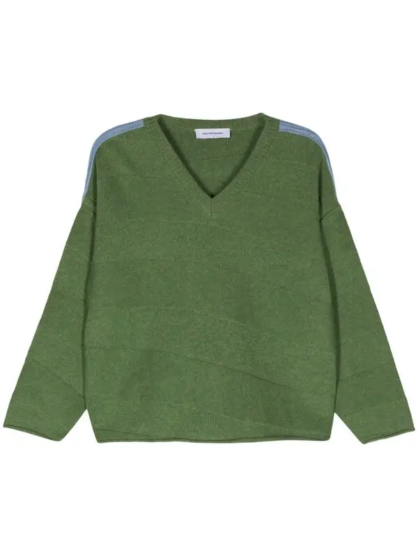 Kiko Kostadinov Delian V-Neck Jumper - Green | Editorialist