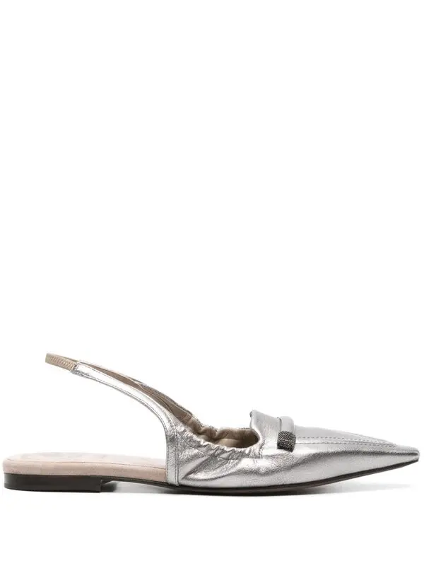 Brunello Cucinelli Pointed-toe Slingback Ballerinas