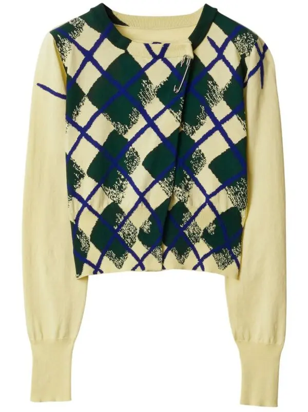 Burberry Argyle-intarsia Cropped Cotton Jumper - Sherbet