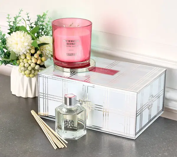 HOMEWORX BY SLATKIN + CO. Sueded Rose Diffuser And Candle Set