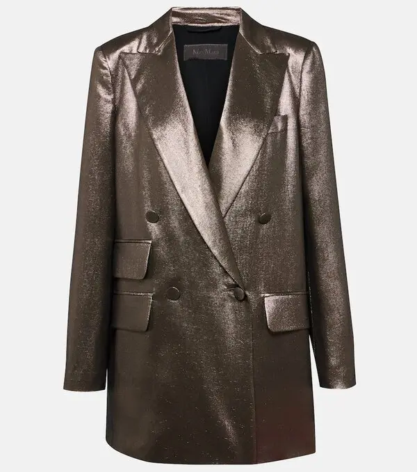 Max Mara Edro Silk-blend Lamé Blazer - Neutrals