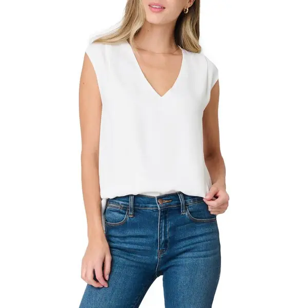 GIBSONLOOK V-neck Sleeveless Top - Ivory