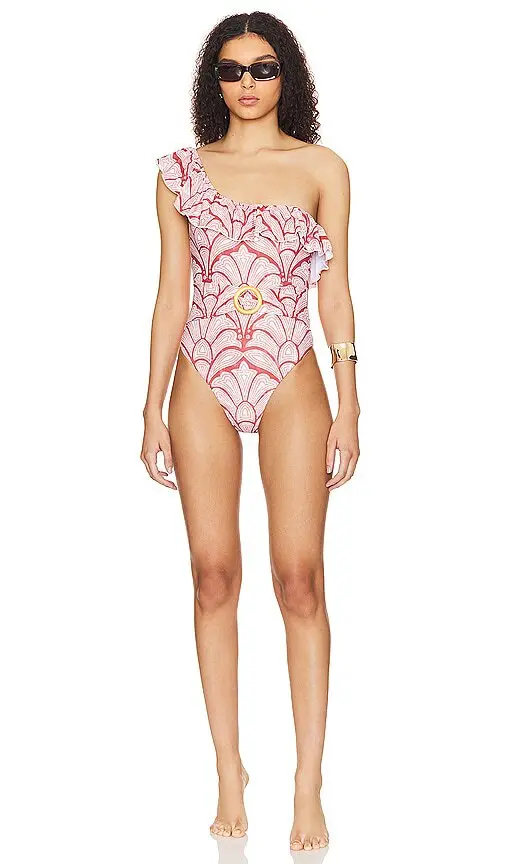 Tularosa Majida One-piece Swimsuit - Red Inkblock Geo