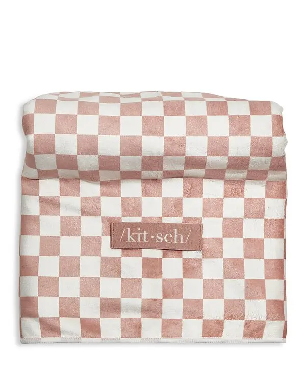 KITSCH Extra Large Quick Dry Hair Towel Wrap Terracotta Checker