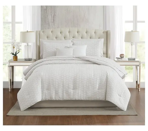 5TH AVENUE LUX Annabelle Geo Champagne 9pc King Comforter Set