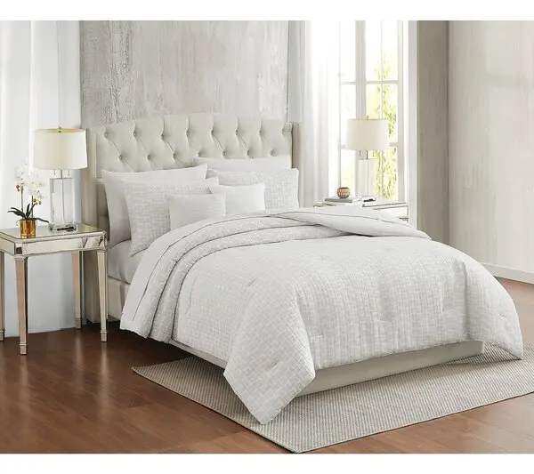 5TH AVENUE LUX Annabelle Geo Champagne 9pc Quee N Comforter Se