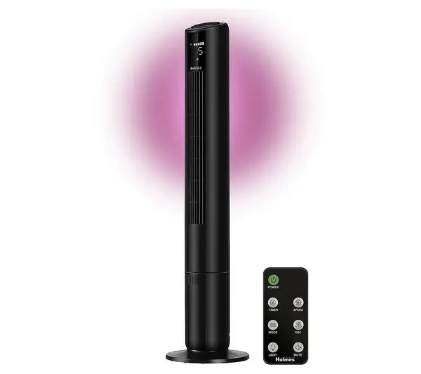 HOLMES 42' 5-speed Digital Tower Fan W/ Accent Ight & Remote