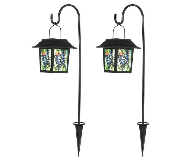 GLITZHOME 30' Solar Powered Butterfly Garden La Ps S/2