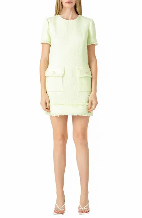 Endless Rose Frayed Trim Tweed Minidress