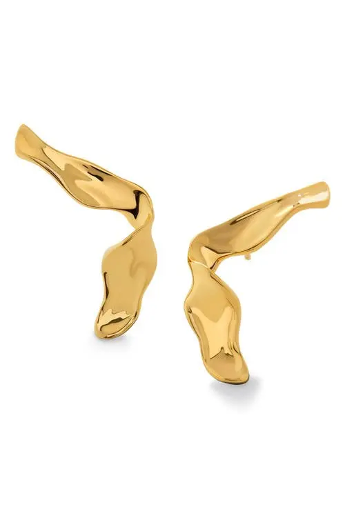 Monica Vinader Wave Stud Earrings - 18ct Gold Vermeil