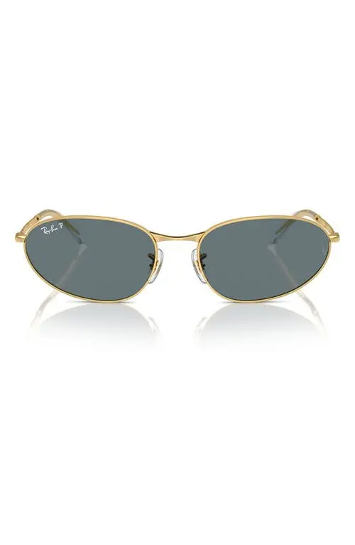Ray-ban 59mm Polarized Oval Sunglasses - Gold Flash