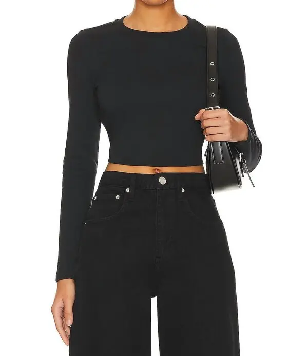 Buy CUTS Tomboy Long Sleeve Cropped Top - Black At 32% Off | Editorialist