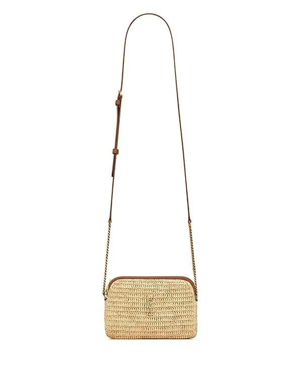 Saint Laurent Gaby Zipped Pouch - Natural+ Brick Raffia And Vegetable-tann