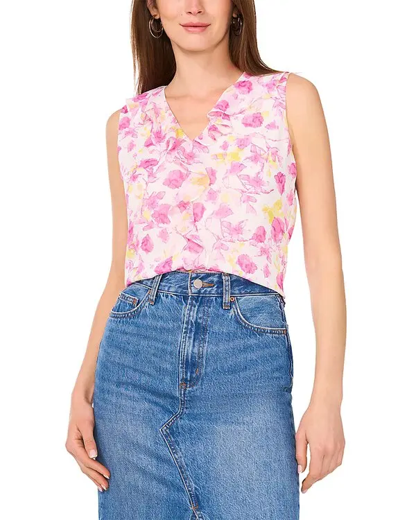 Vince Camuto Sleeveless Ruffled Top - Violet Blush