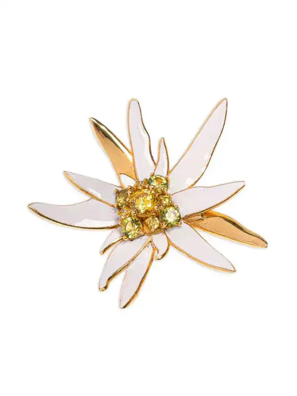 Bally Edelweiss Crystal-embellished Brooch - White | Editorialist