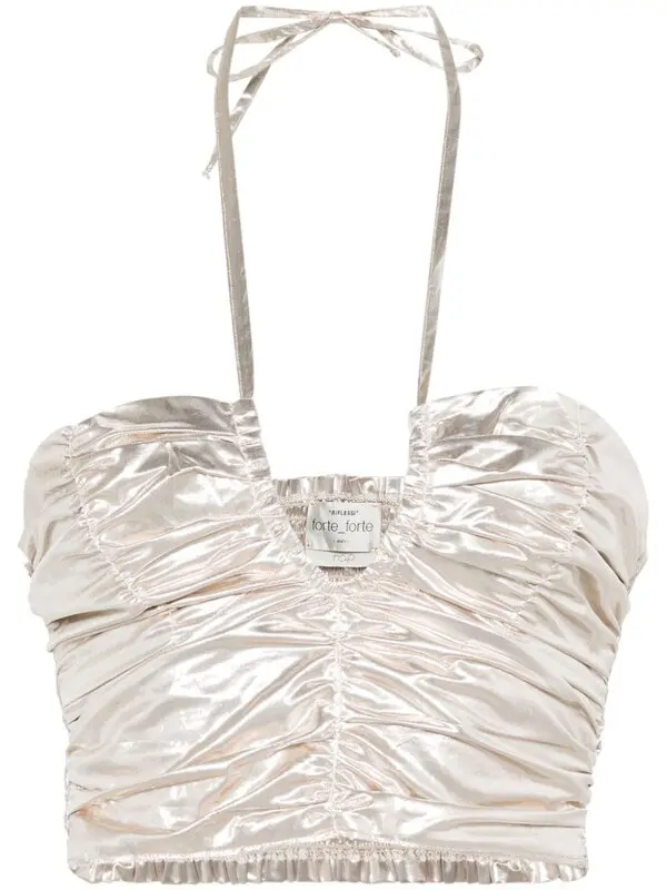 FORTE_FORTE Ruched Halterneck Blouse