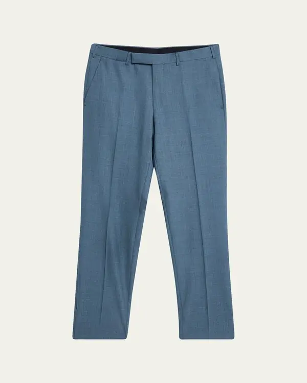 Zegna High Performance Flat-front Trousers - Medium Blue