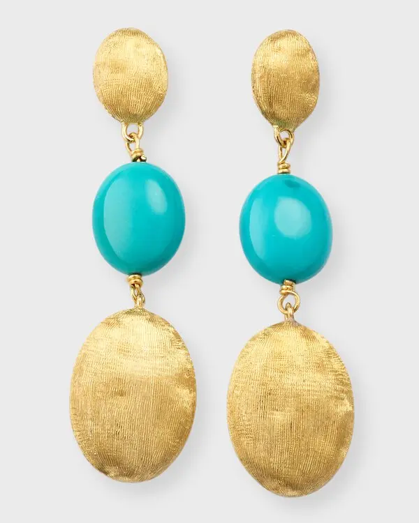 Marco Bicego 18k Siviglia Turquoise Drop Earrings - Yellow Gold