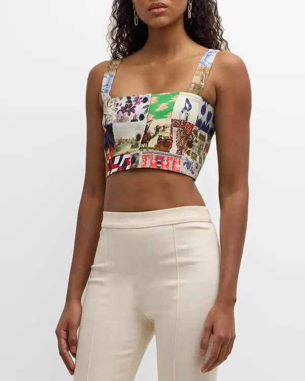 Libertine Bloomsbury Collage-print Saint Tropez Crop Top - Mul