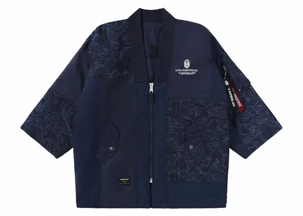 BAPE X Alpha Industries Reversible Kimono Jacket - Navy Blue