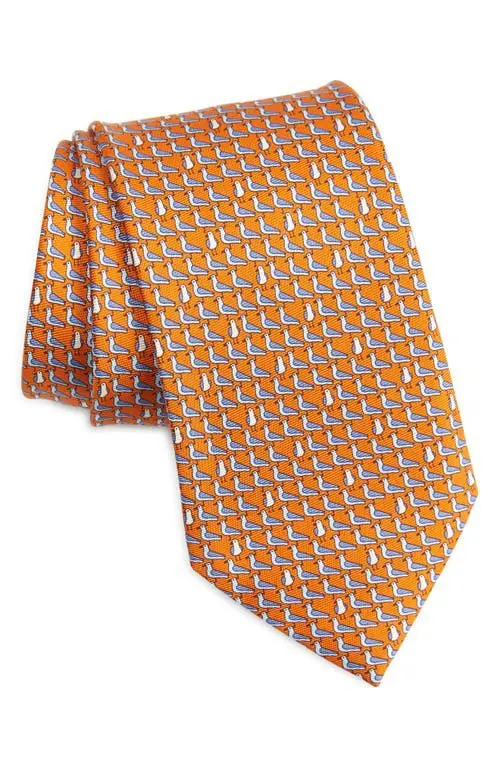 Zegna Bird-patterned Mulberry Silk Tie