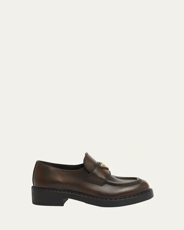 Prada Brushed Leather Chunky Loafers