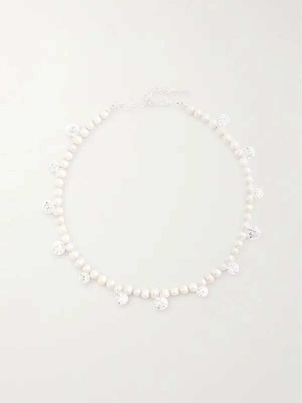 Completedworks Dreaming Awake Recycled Silver, Pearl And Cubic Zirconia Necklace