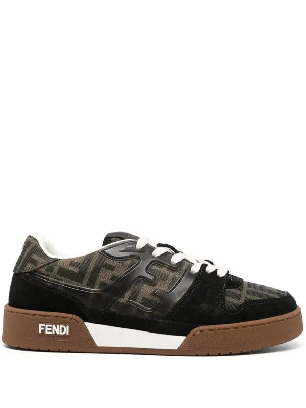 Fendi Zucca-monogram Panelled Sneakers - Black