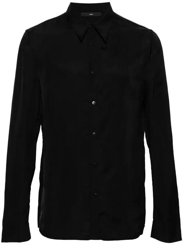 SAPIO Long-sleeve Satin Shirt - Black