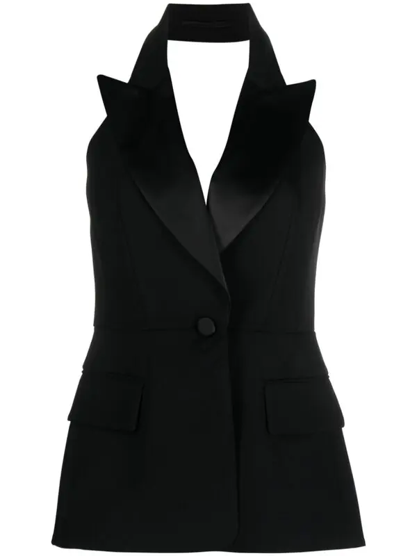 Max Mara Suit Style Virgin Wool Top - Black