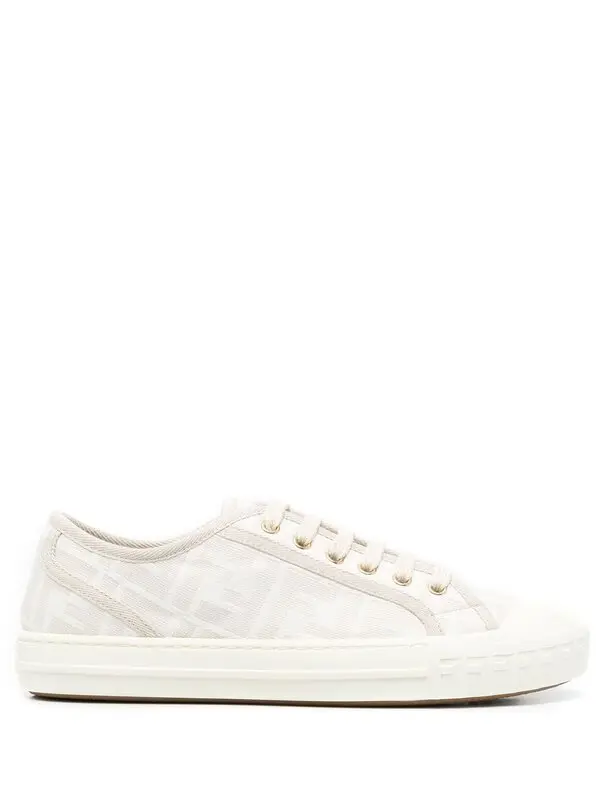 Fendi Domino Ff-motif Sneakers - Neutrals
