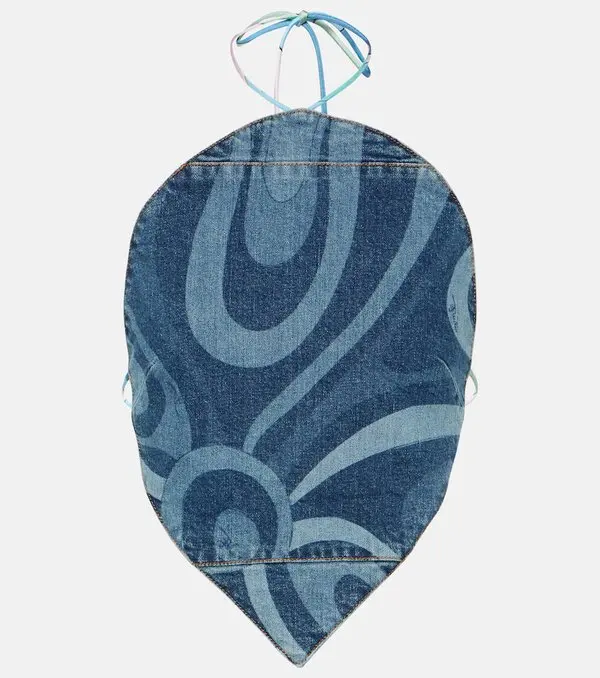 Emilio Pucci Marmo Halterneck Denim Top
