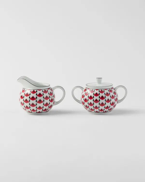 Prada Porcelain Milk Jug And Sugar Bowl Set Vienna Red