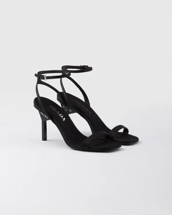 Prada Satin High Heel Sandals - Black | Editorialist
