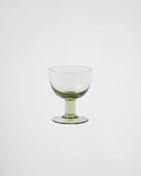 Prada Set Of Two Crystal Water Glasses Plinth - Moss