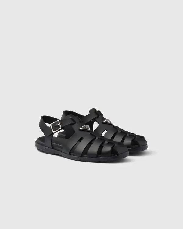 Prada Rubber Fisherman Sandals - Black
