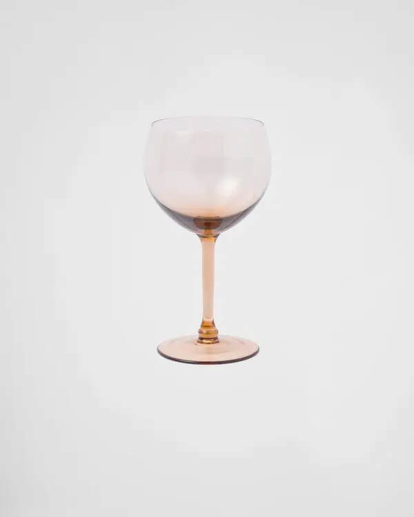 Prada Set Of Two Crystal Red Wine Glasses New York