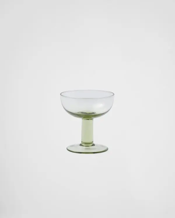 Prada Set Of Two Crystal Champagne Coupe Glasses Plinth