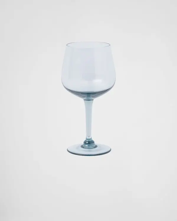 Prada Set Of Two Crystal White Wine Glasses New York - Sea Blue