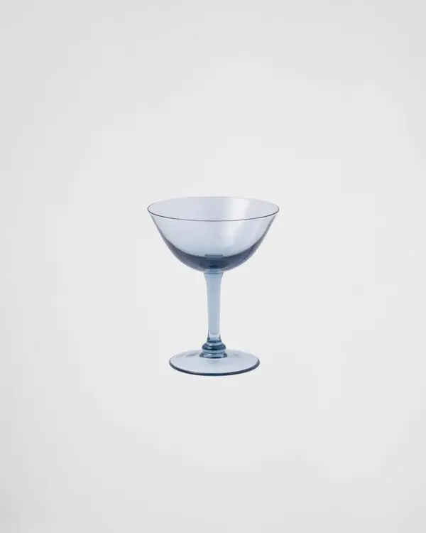 Prada Set Of Two Crystal Champagne Coupe Glasses New York - Sea Blue
