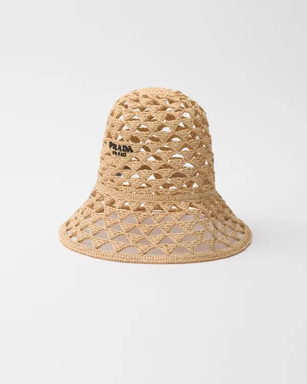Prada Crochet Hat - Tan/black