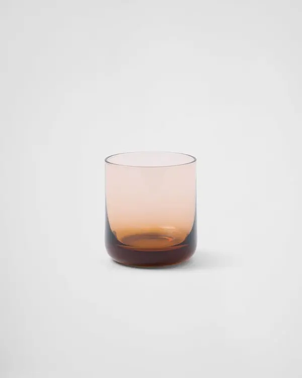 Prada Set Of Two Crystal Tumbler Glasses Plinth - Onix