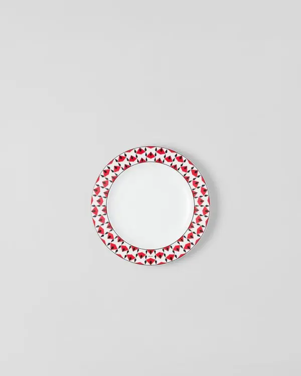 Prada Set Of Two Porcelain Dinner Plates Vienna Red